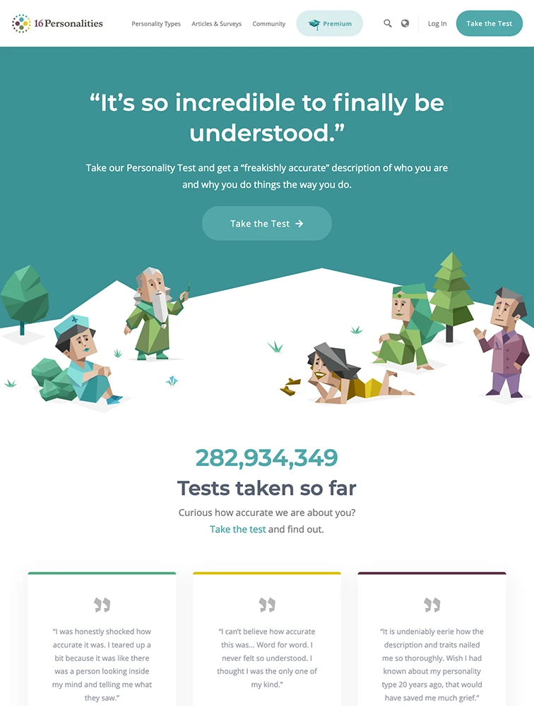 16Personalities website design - Lapa Ninja