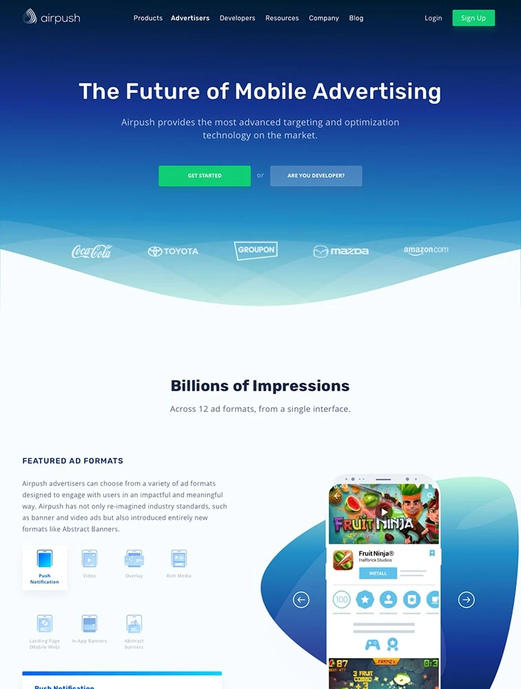 Airpush website design - Lapa Ninja