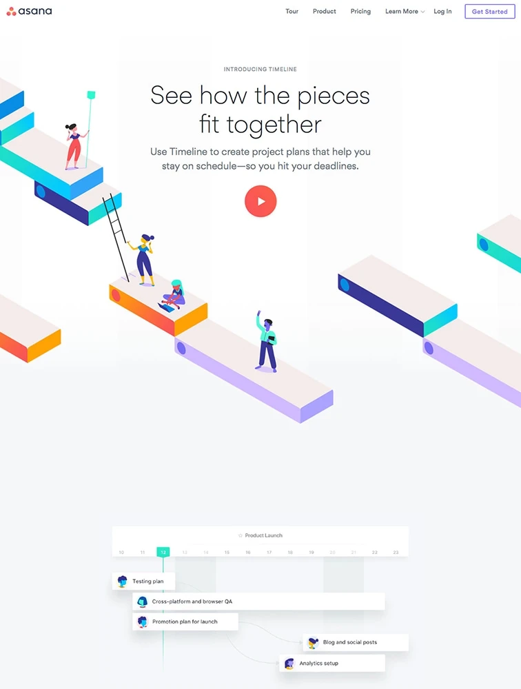 Asana Timeline website design - Lapa Ninja
