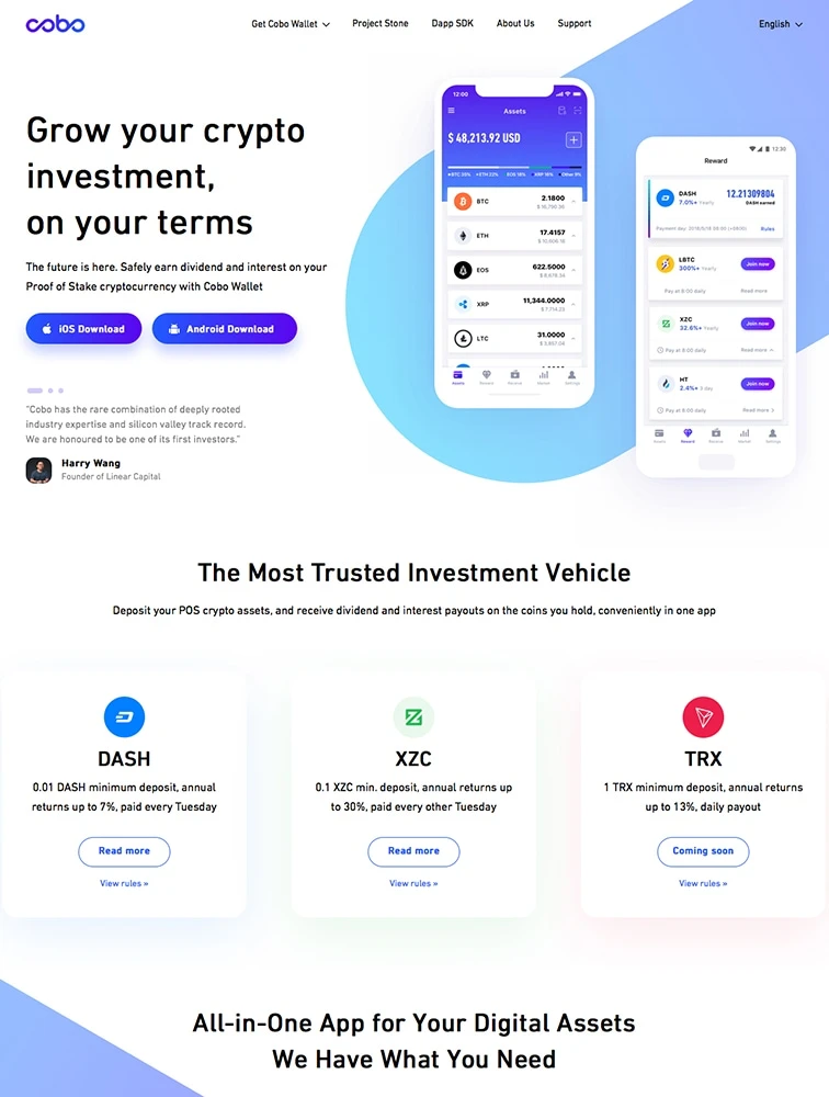 Cobo Wallet website design - Lapa Ninja