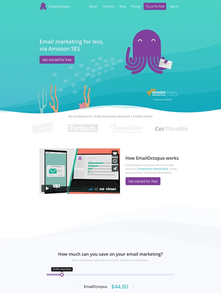 Email Octopus website design - Lapa Ninja
