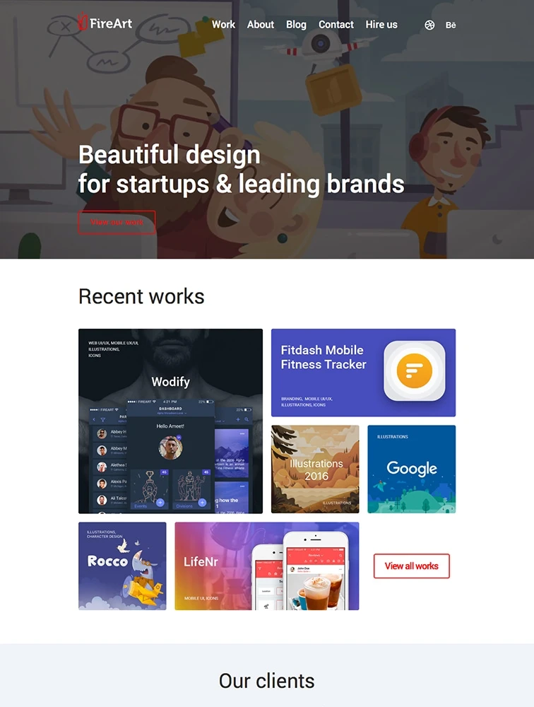 Fireart website design - Lapa Ninja