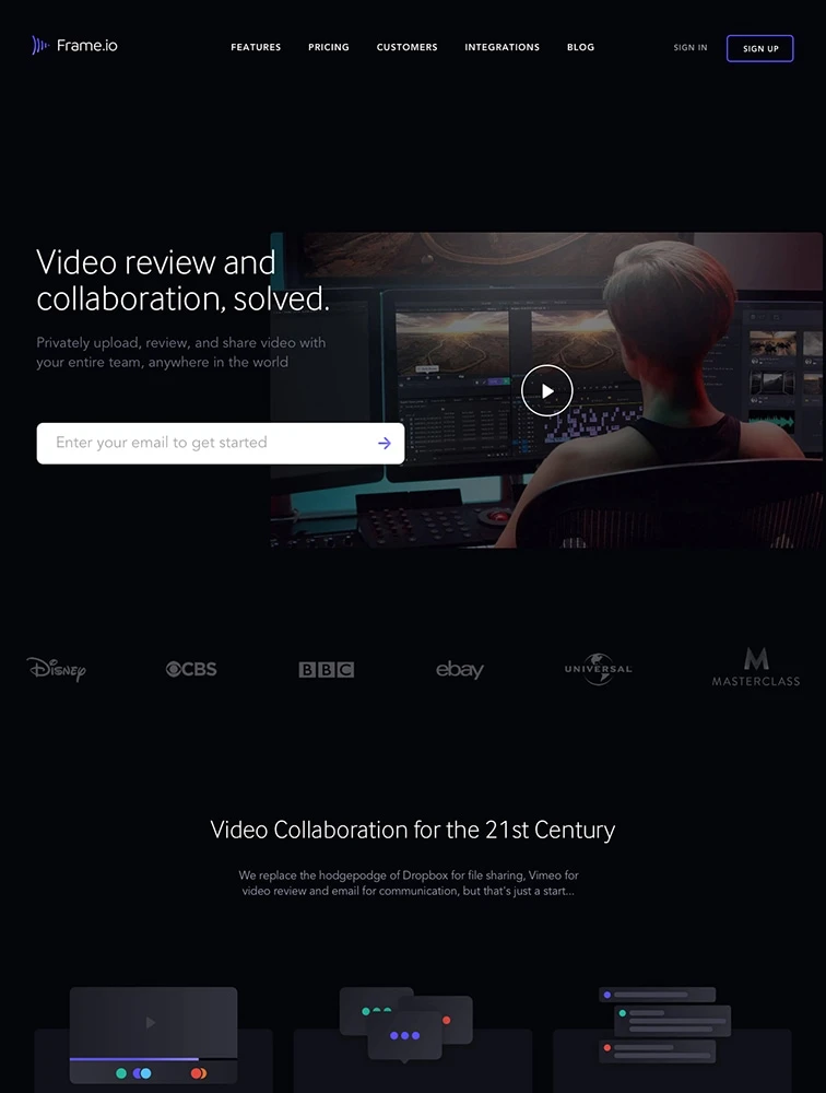 Frame.io website design - Lapa Ninja