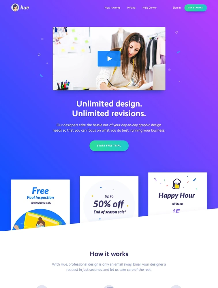 Hue website design - Lapa Ninja