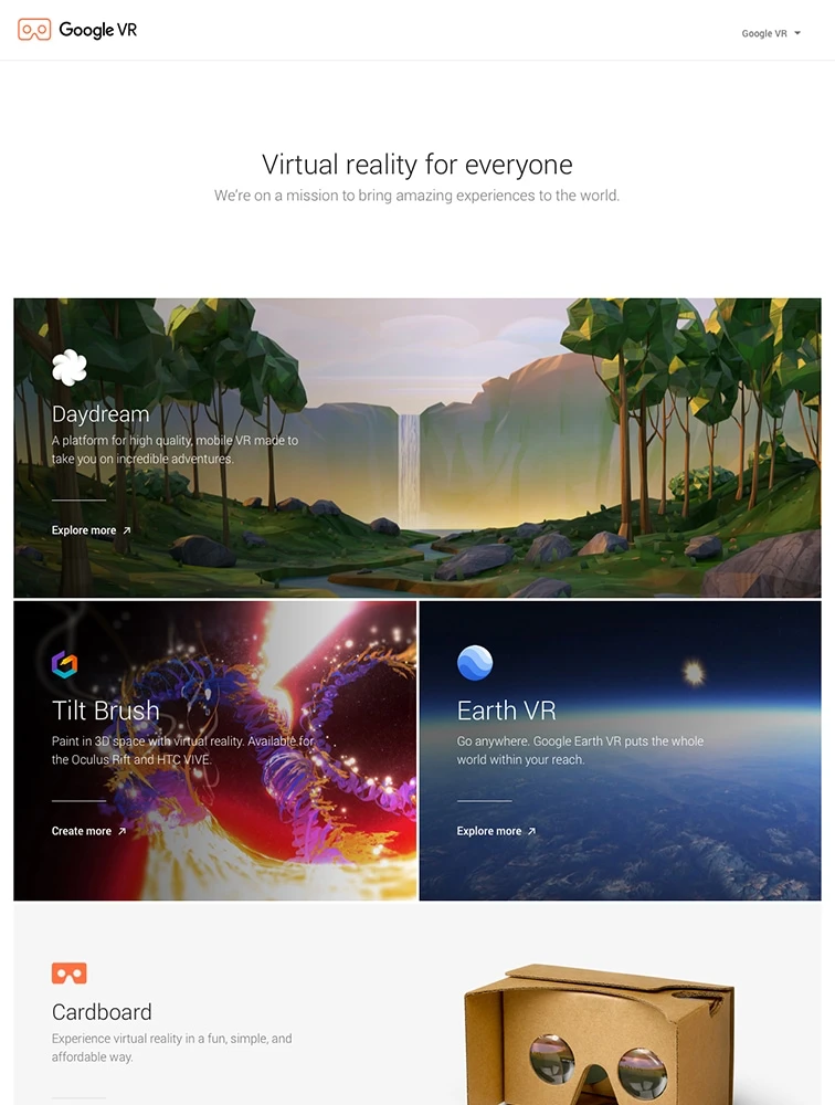 Google VR website design - Lapa Ninja