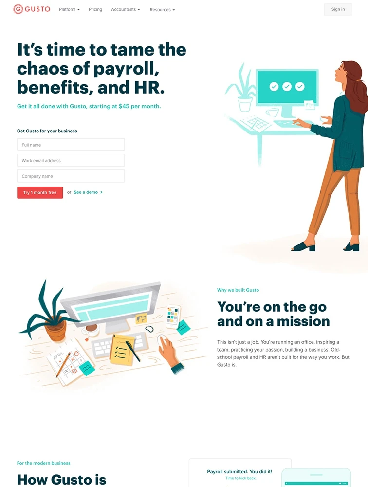 Gusto website design - Lapa Ninja