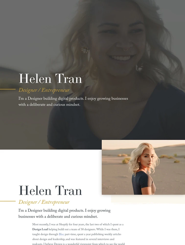 Helen Tran website design - Lapa Ninja