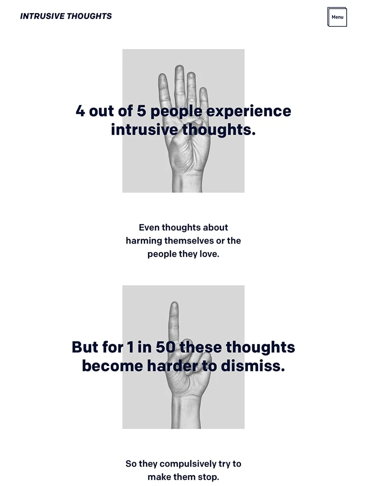 Intrusive Thoughts website design - Lapa Ninja