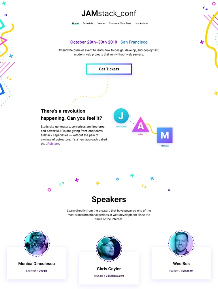 JAMstack Conf - Website Showcase | Lapa Ninja