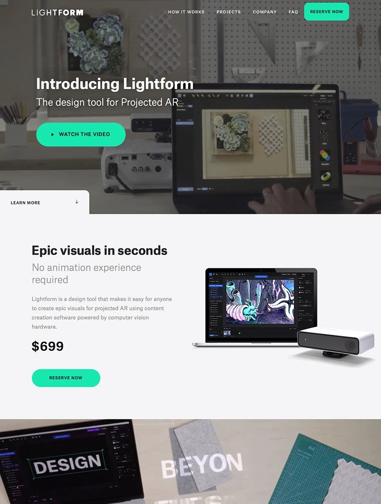 Lightform website design - Lapa Ninja