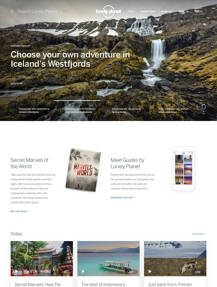 Lonely Planet website design - Lapa Ninja
