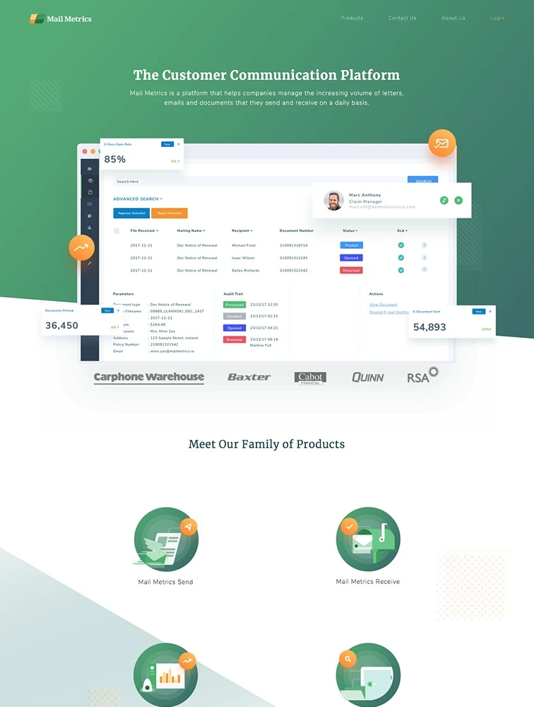 Mail Metrics website design - Lapa Ninja