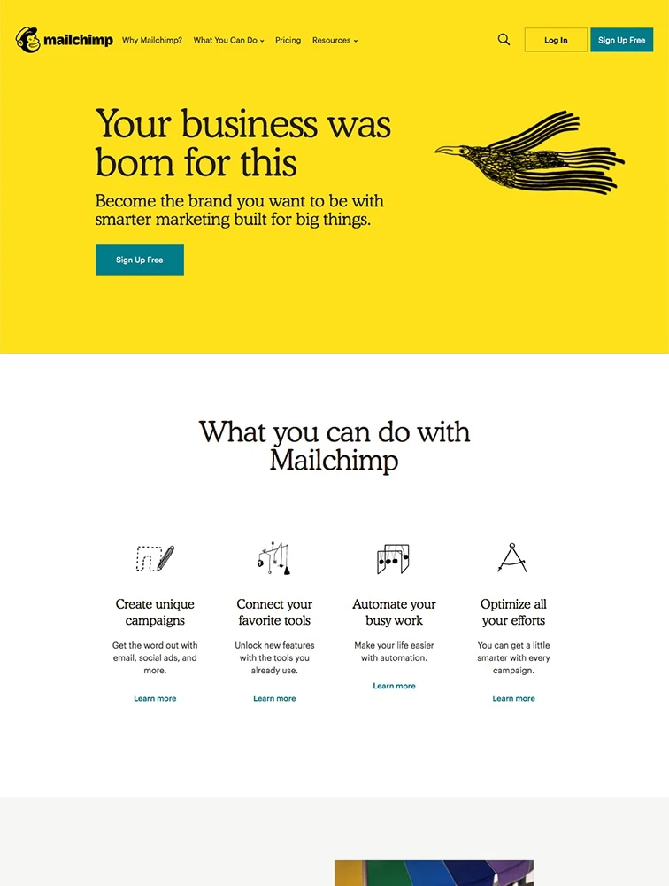 Mailchimp website design - Lapa Ninja