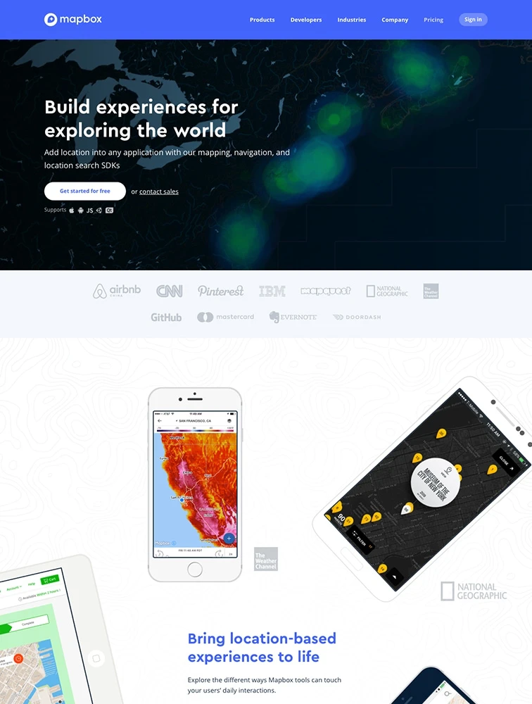 Mapbox website design - Lapa Ninja