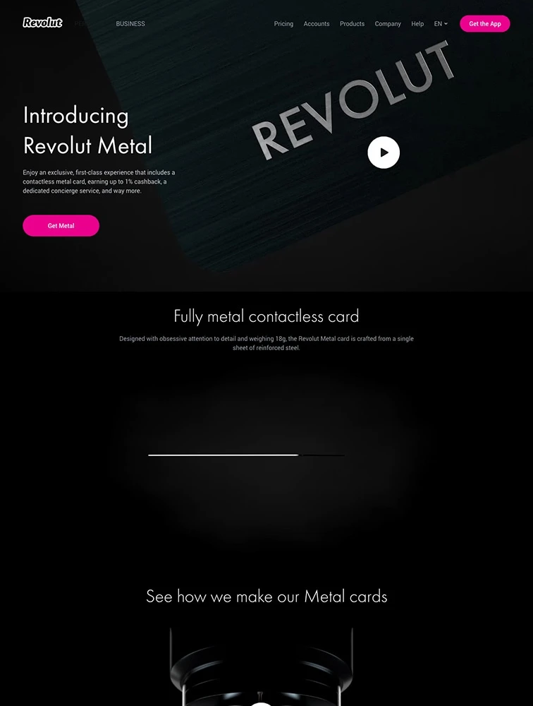 Revolut Metal website design - Lapa Ninja