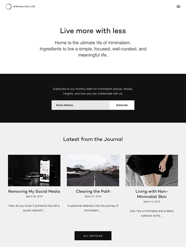 Minimalism Life Website design - Lapa Ninja