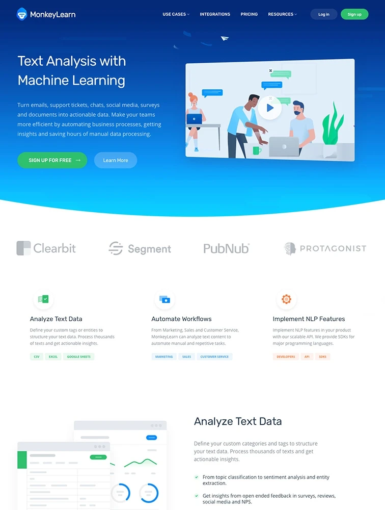 MonkeyLearn website design - Lapa Ninja