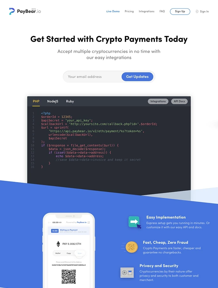 Paybear website design - Lapa Ninja
