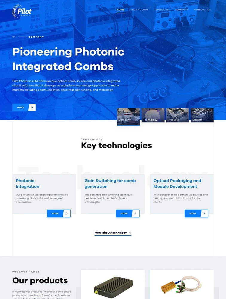Pilot Photonics website design - Lapa Ninja