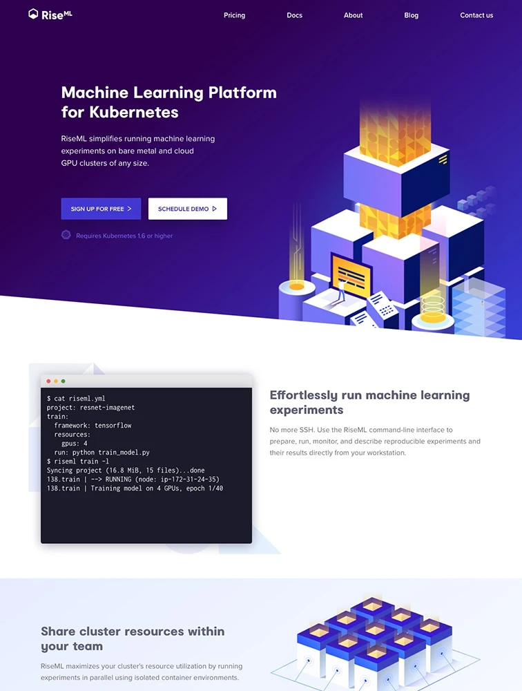 RiseML Website design - Lapa Ninja