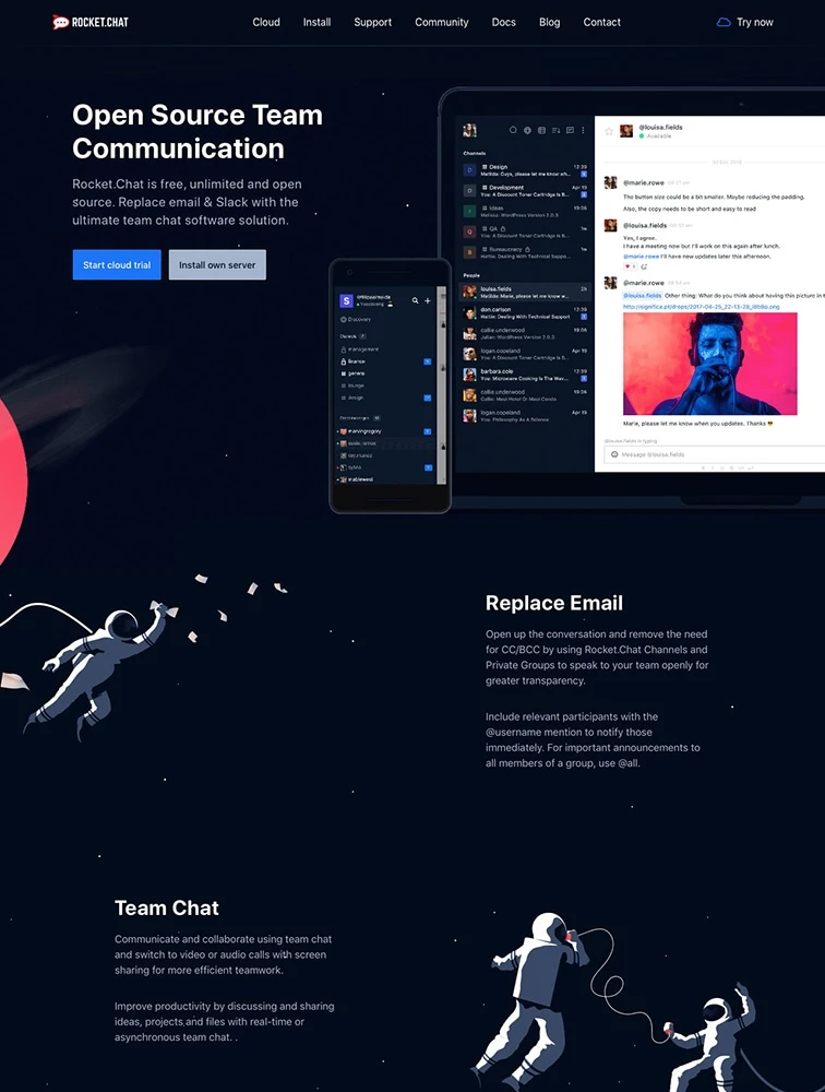 Rocket.Chat website design - Lapa Ninja