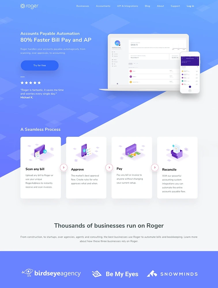 Roger website design - Lapa Ninja