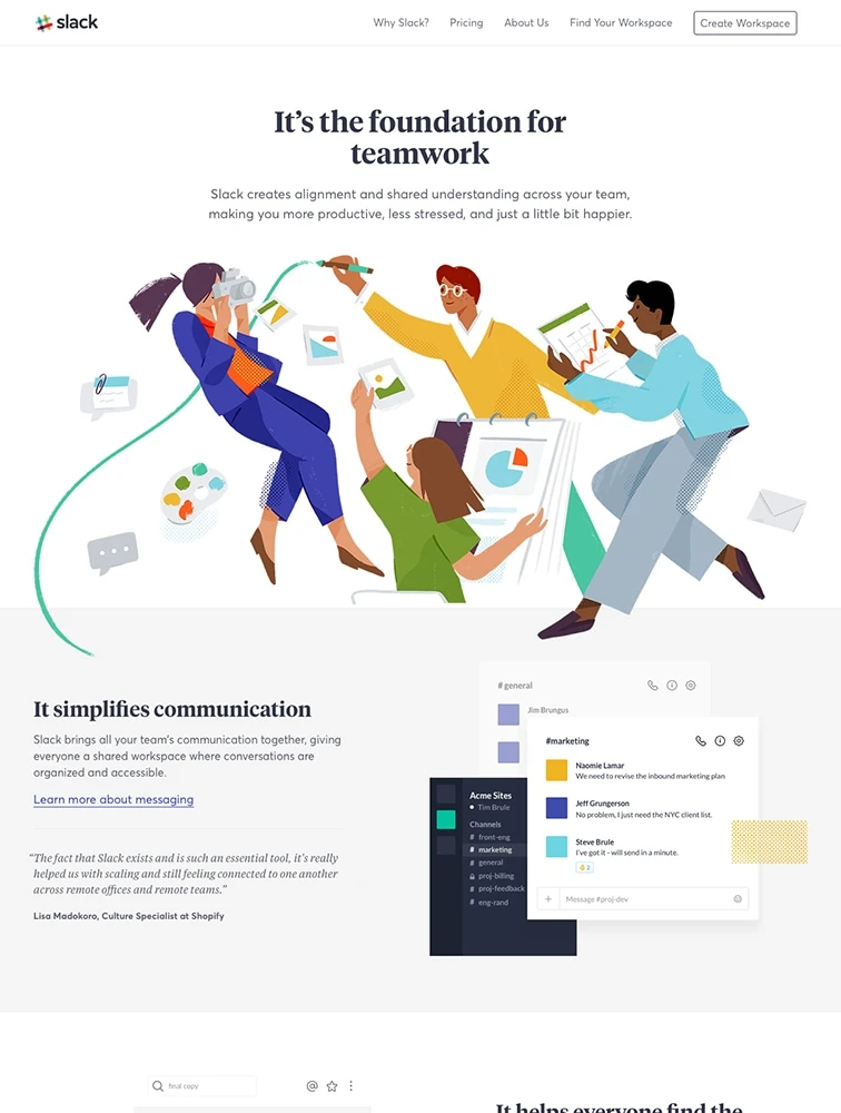 Slack Features website design - Lapa Ninja