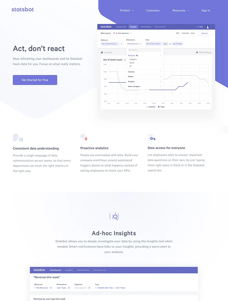 Statsbot - Website Showcase | Lapa Ninja