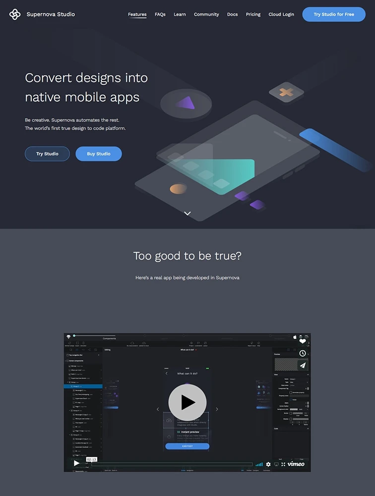 Supernova Studio website design - Lapa Ninja