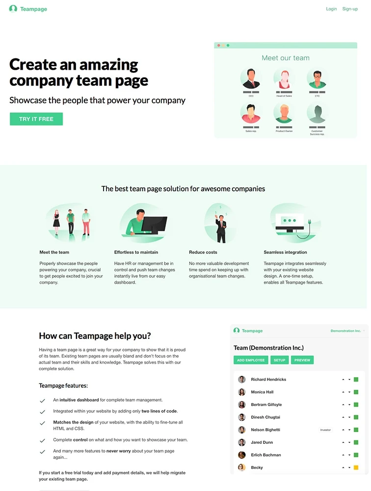 Teampage website design - Lapa Ninja