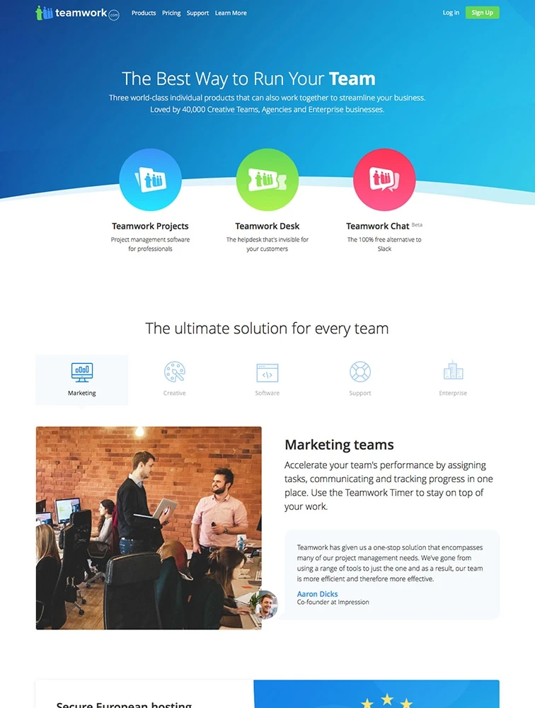 Teamwork website design - Lapa Ninja