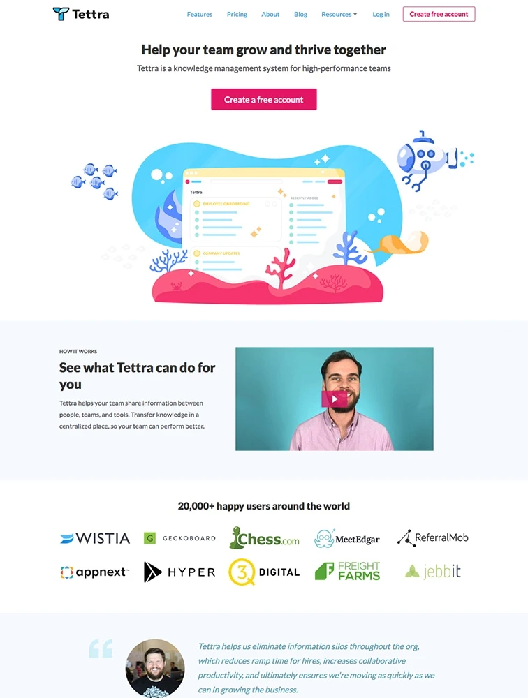 Tettra website design - Lapa Ninja