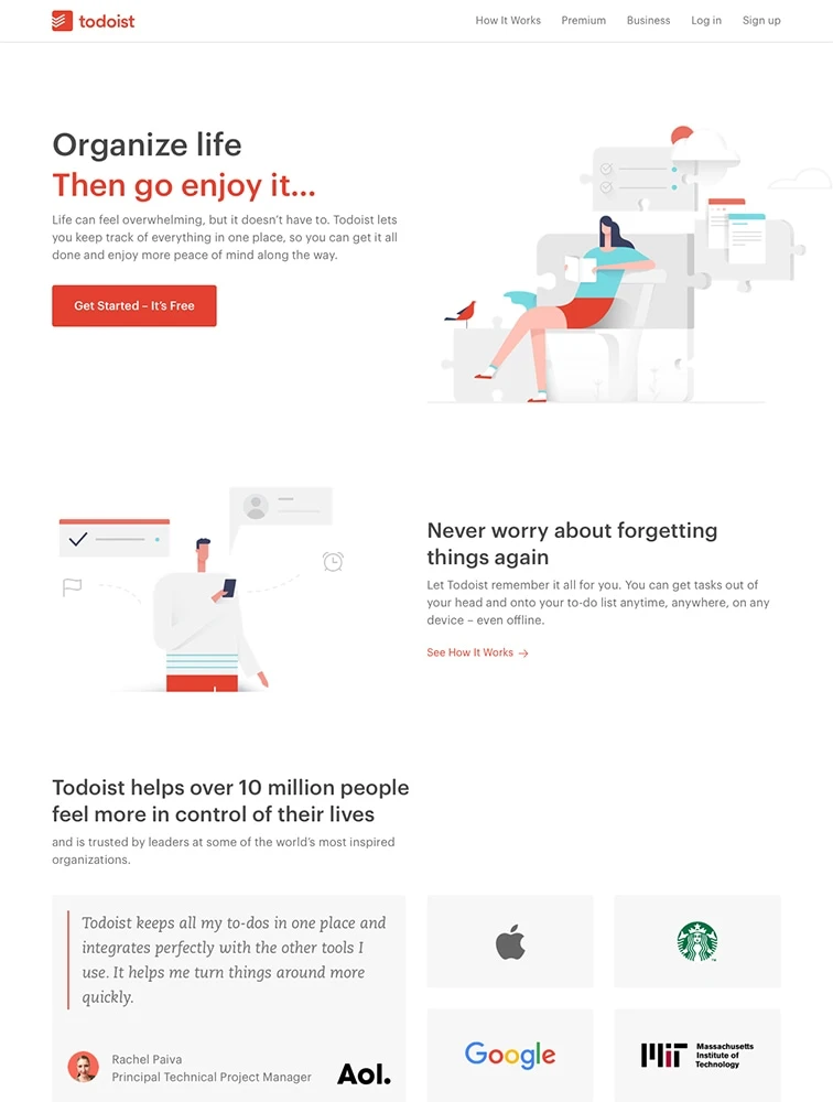 Todoist website design - Lapa Ninja
