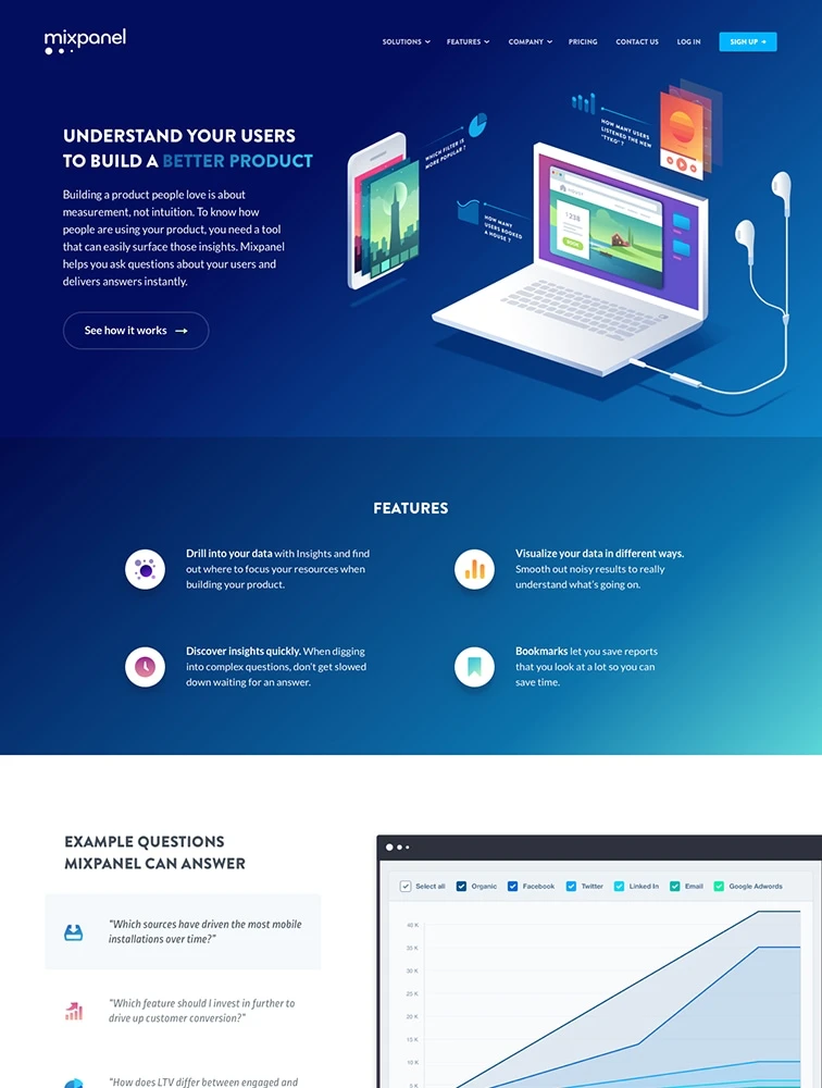 Mixpanel website design - Lapa Ninja