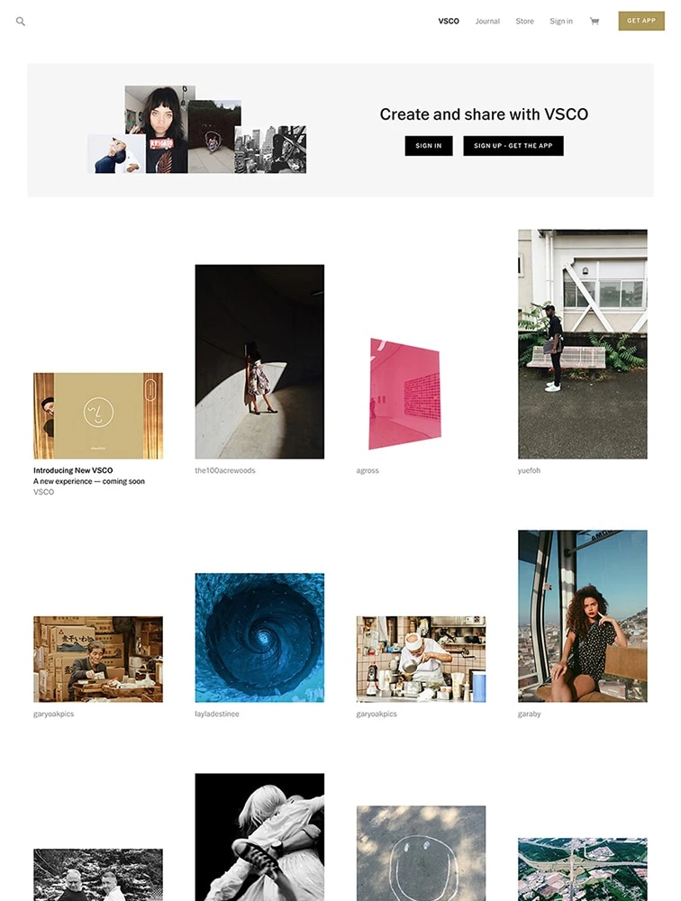 VSCO - Website Showcase | Lapa Ninja
