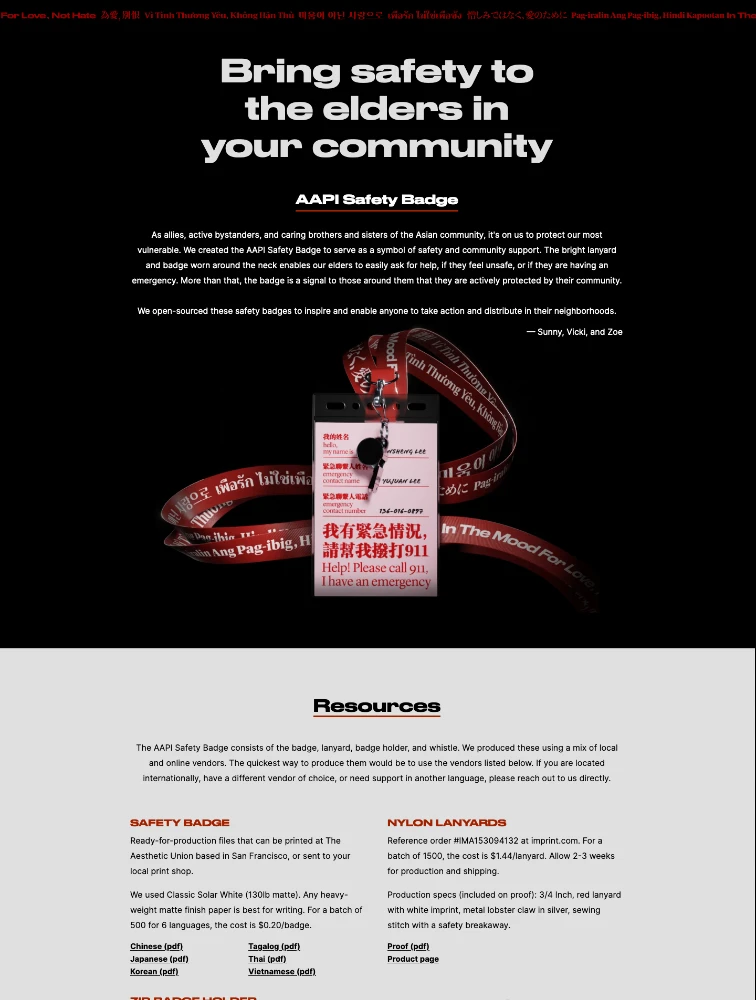 AAPI Safety Card website design - Lapa Ninja