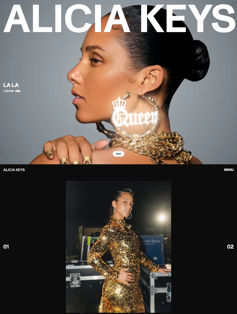 Alicia Keys website design - Lapa Ninja