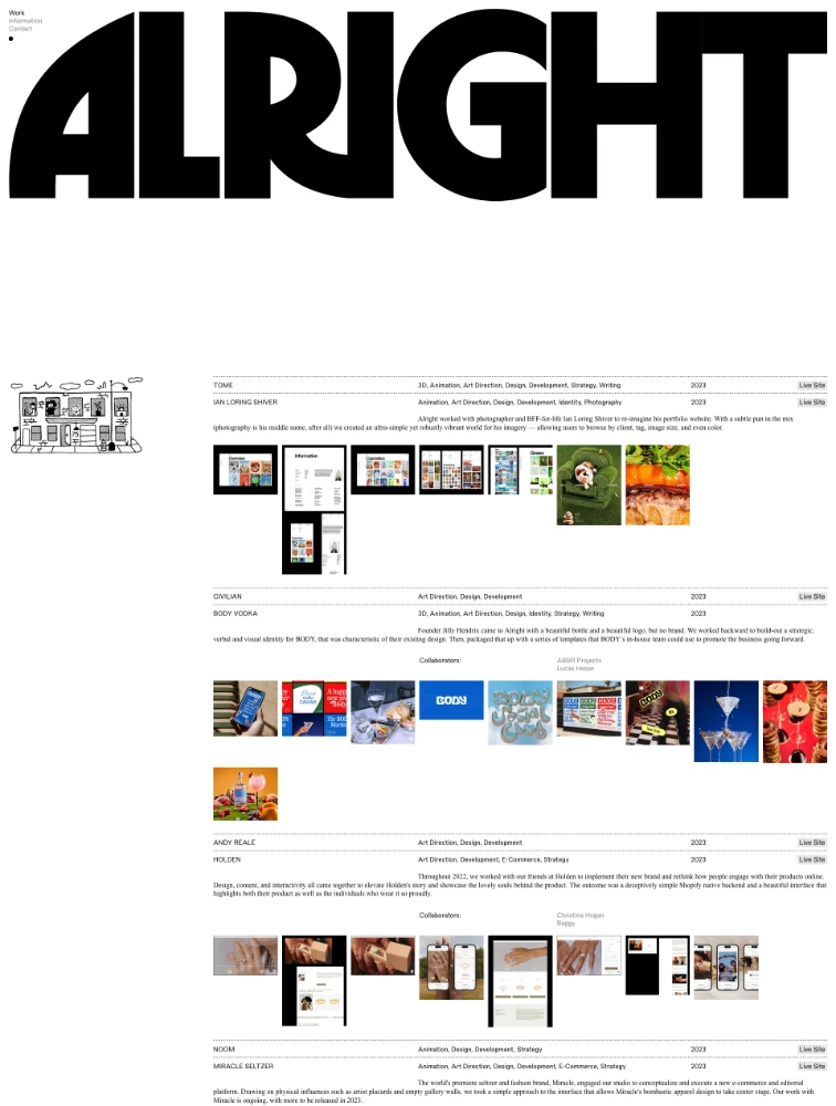 Alright Studio website design - Lapa Ninja