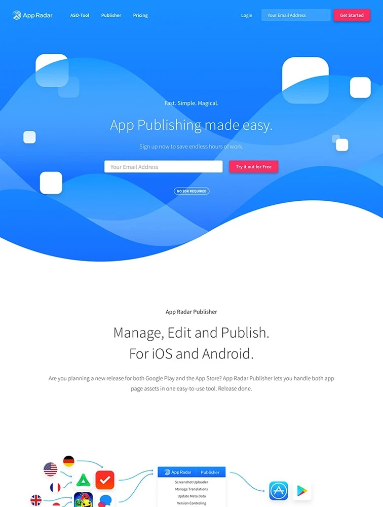 App Publisher by App Radar website design - Lapa Ninja