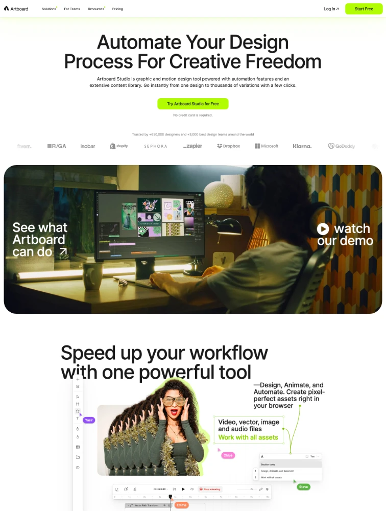 Artboard Studio website design - Lapa Ninja