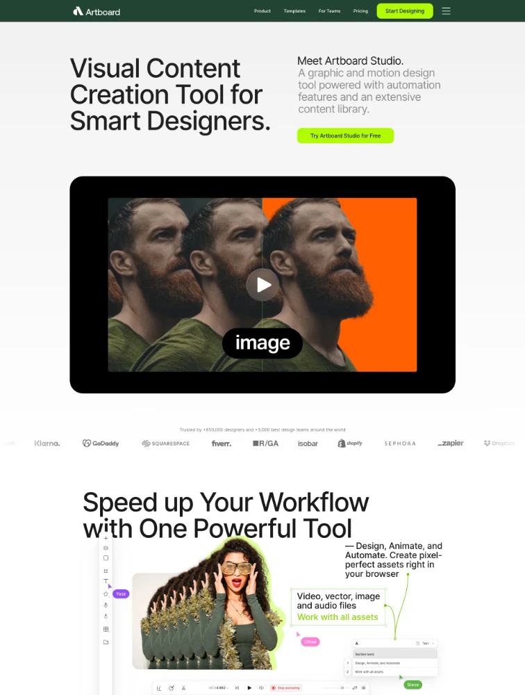 Artboard Studio website design - Lapa Ninja
