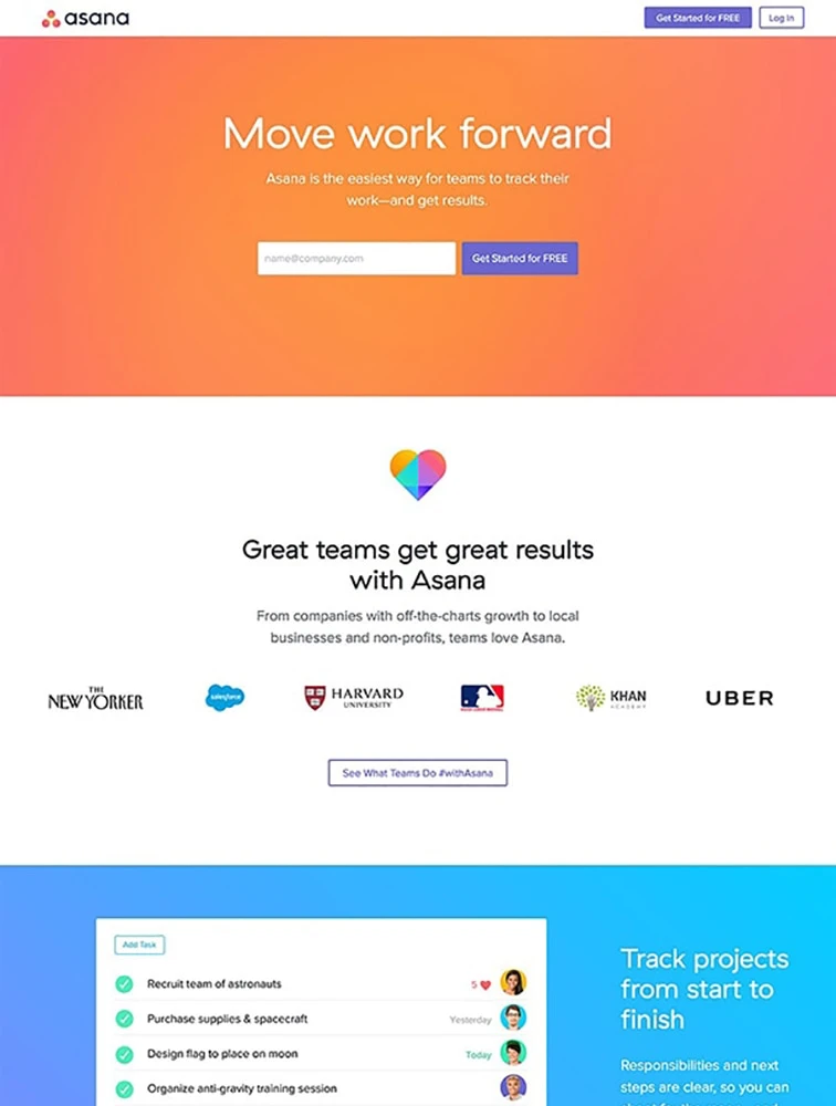 Asana website design - Lapa Ninja