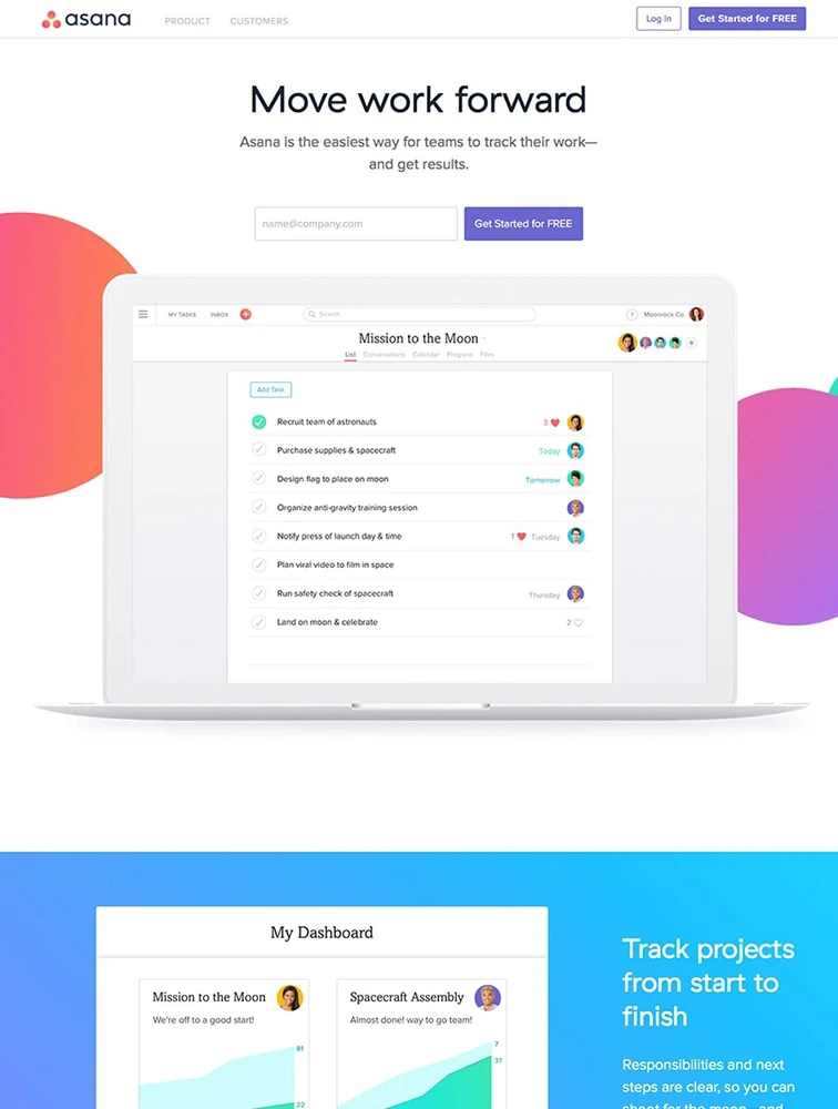 Asana website design - Lapa Ninja