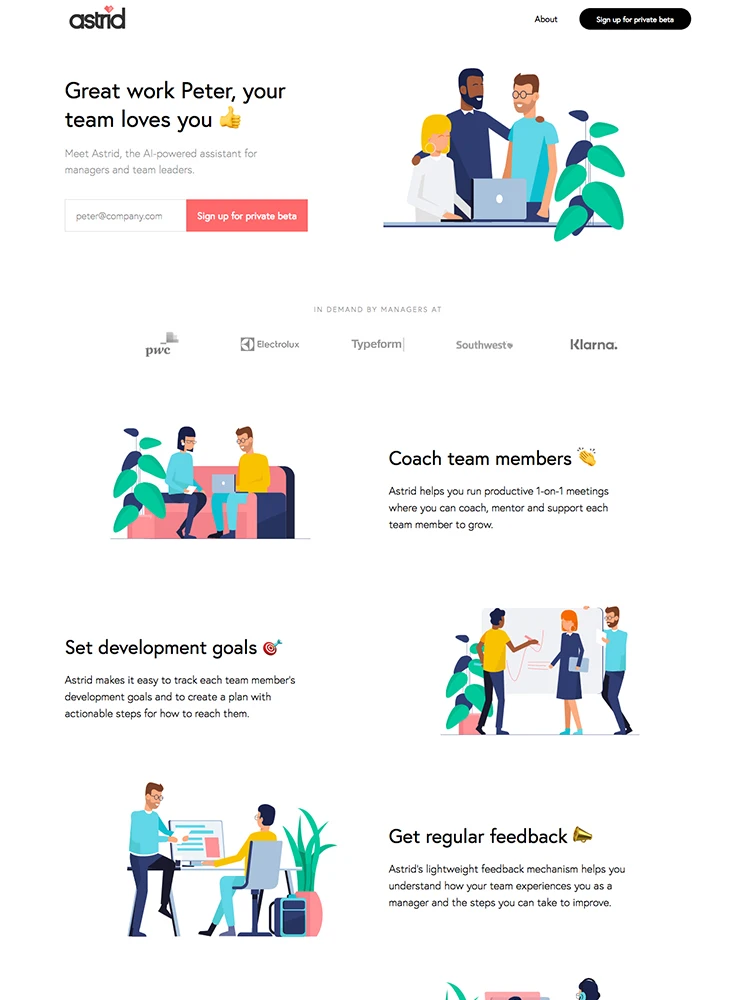 Astrid website design - Lapa Ninja