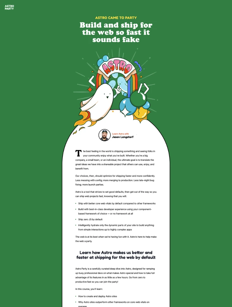 Astro Party website design - Lapa Ninja