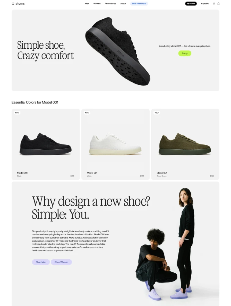 Atoms website design - Lapa Ninja