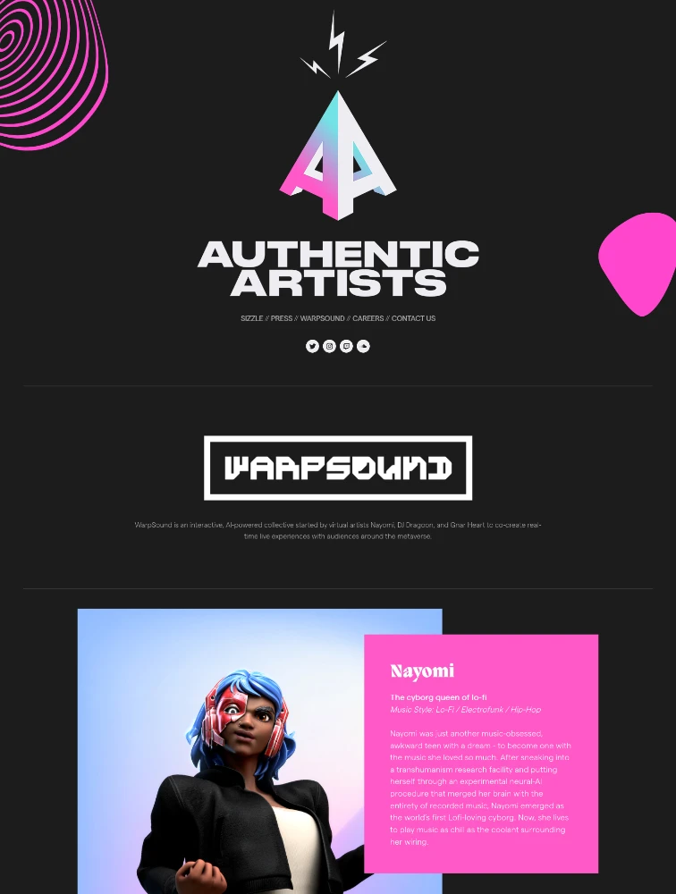 Authentic Artists website design - Lapa Ninja