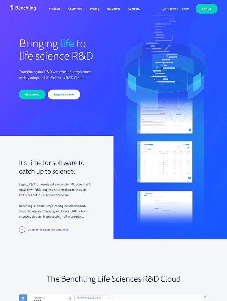 Benchling website design - Lapa Ninja
