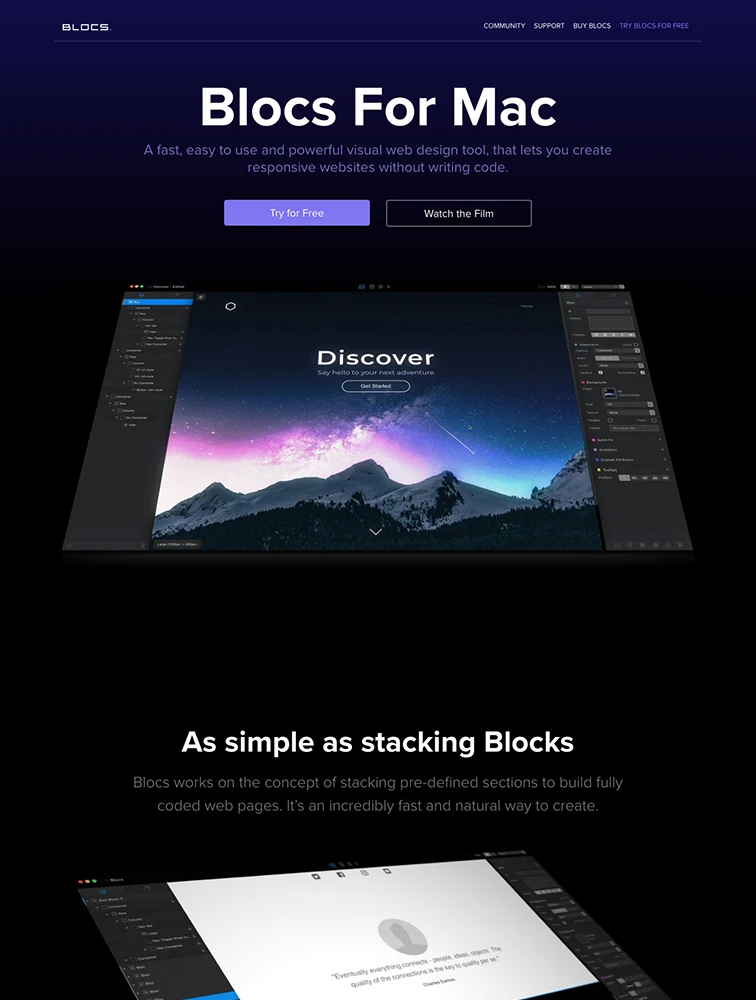 Blocs for Mac website design - Lapa Ninja
