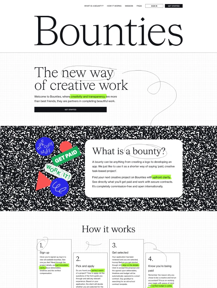 Bounties website design - Lapa Ninja